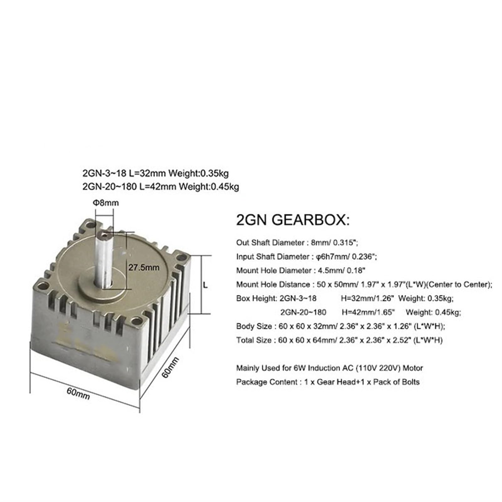 Snapklik.com : Gearbox Speed 2GN Reducer Gearbox 3K To 100K Gear ...