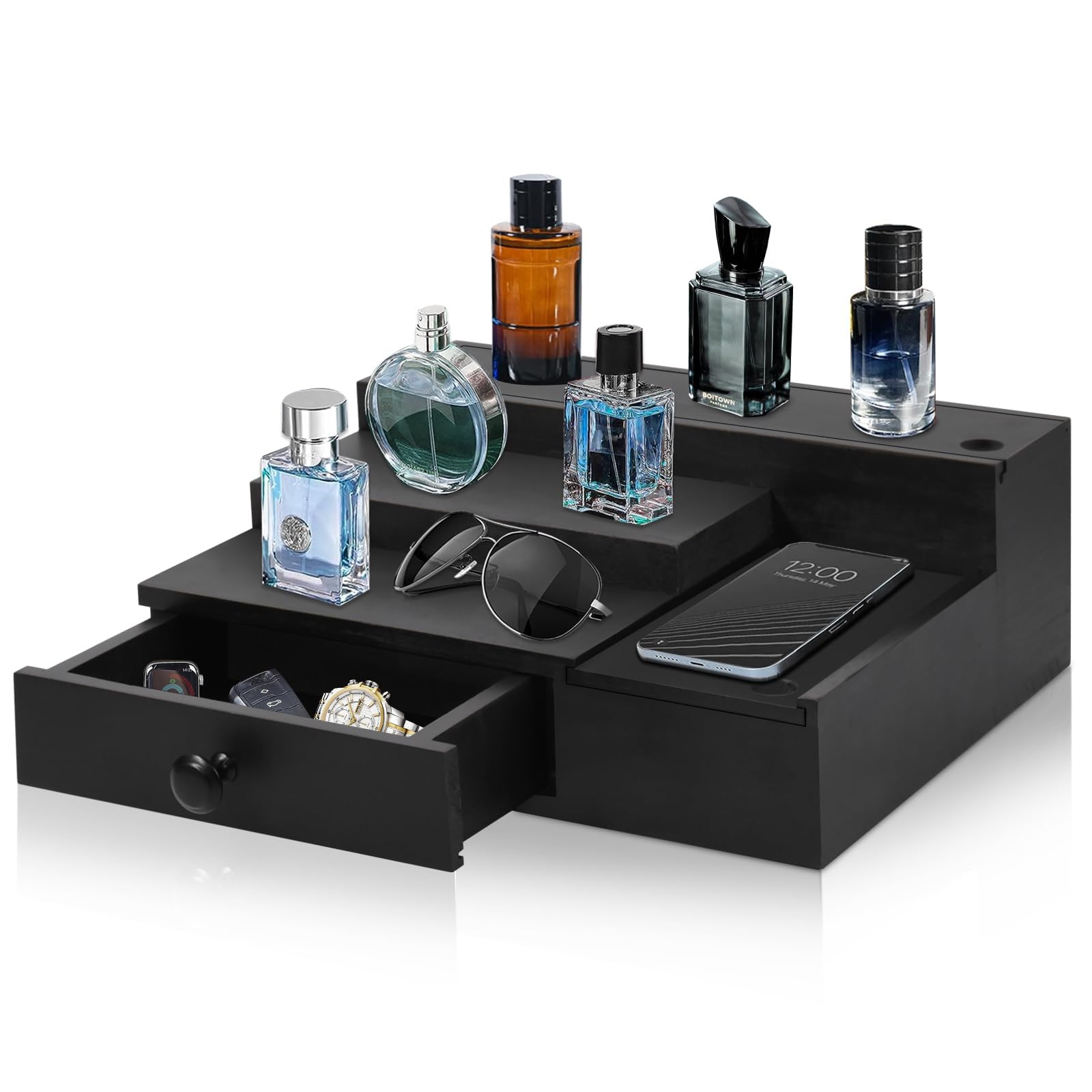 Amazon.com: Megsooul Wooden Cologne Organizer for Men,3 Tier Cologne ...