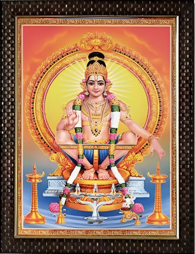 Lord Ayyappa,Swamy Ayyappa,Iyyappa Photo Frame, Brown Frame For Pooja ...