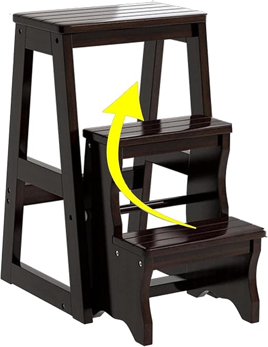 Amazon.com: Step Ladder, Folding Stepladder Wood 3 Step Stool, for ...