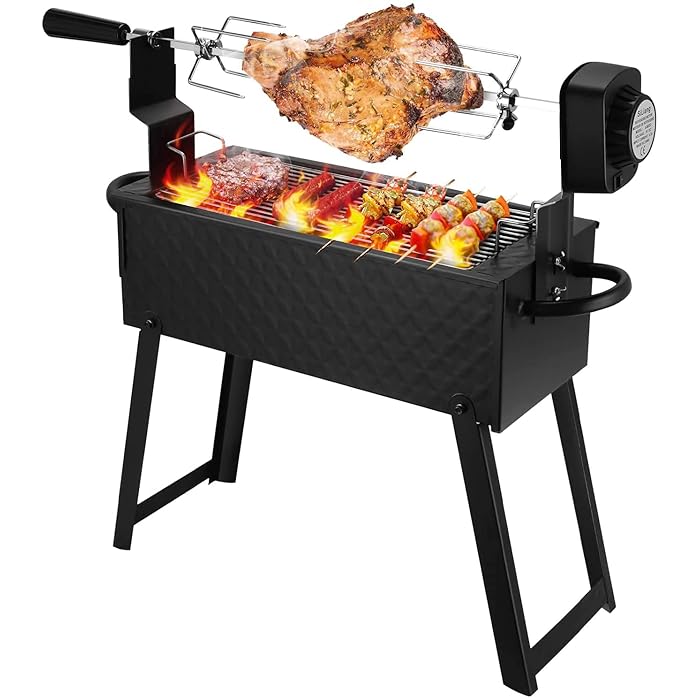 Buy GJCrafts Portable Spit Rotisserie and BBQ Charcoal Grill, Roast Leg ...
