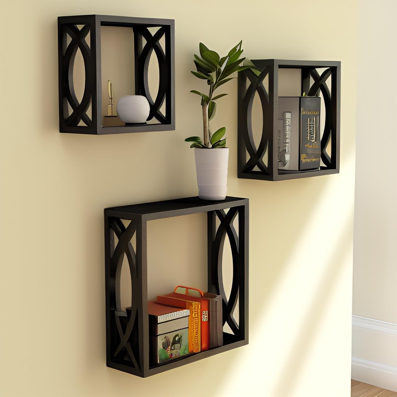 Dime Store Wooden Wall Mount Wall Rack Shelf Cube Wall Shelves Floating ...