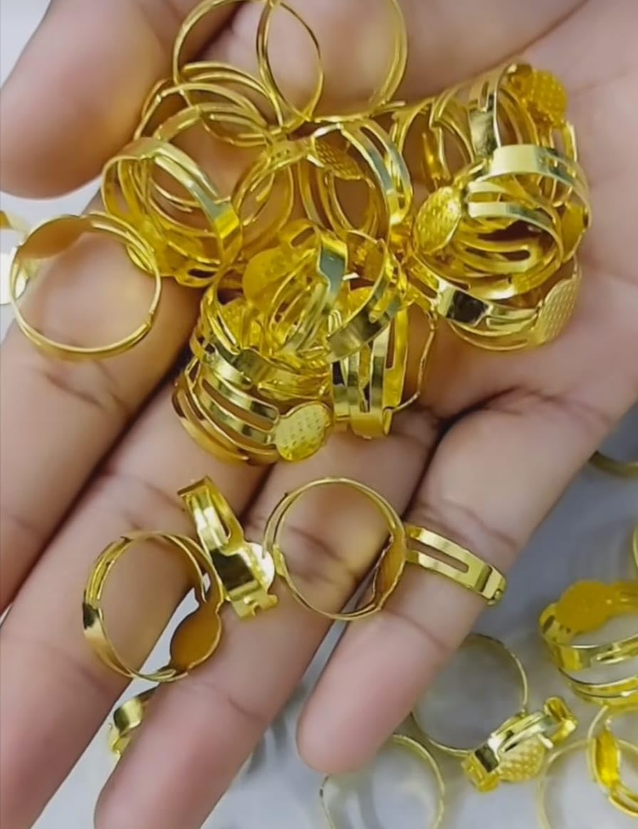 Tanisha Fashions Golden Color Adjustable Ring Bases for Jewelry Making ...