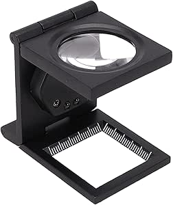 Folding Metal Linen Tester Magnifier With 2 LED Lights 6X Magnification ...