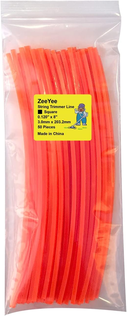 ZeeYee 50 Pieces Pre-Cut Square 3mm by 20cm Length String Trimmer Line ...