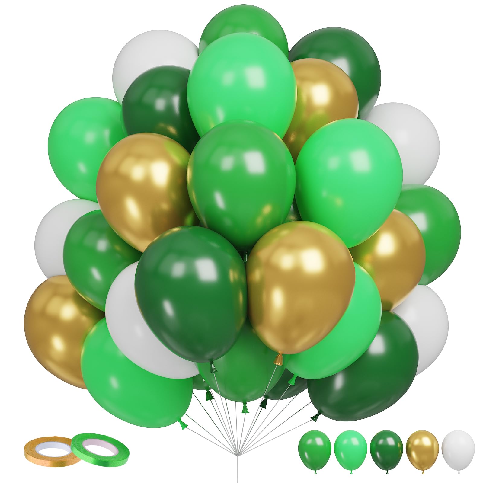 Snapklik.com : Funhot Green Balloons Set, 60 Pcs Green Gold White ...