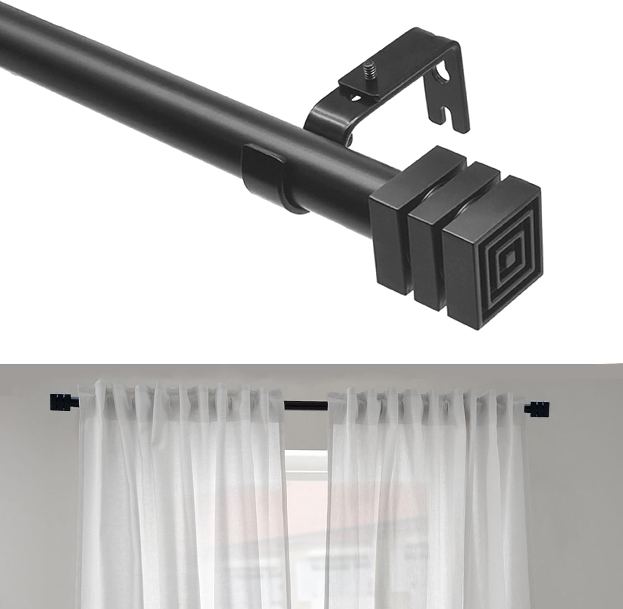 Amazon.com: VORCOOL Window Curtain Rod End Black Unique Design Drapery ...