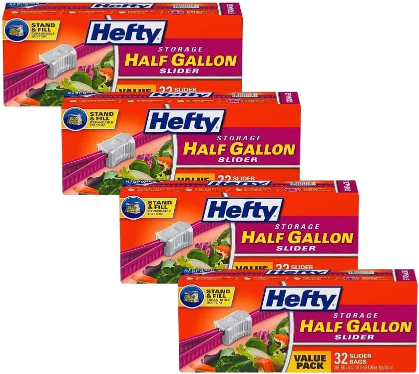 Amazon.com: Hefty Slider Storage Bags, Half Gallon Size, 32 Count (Pack ...