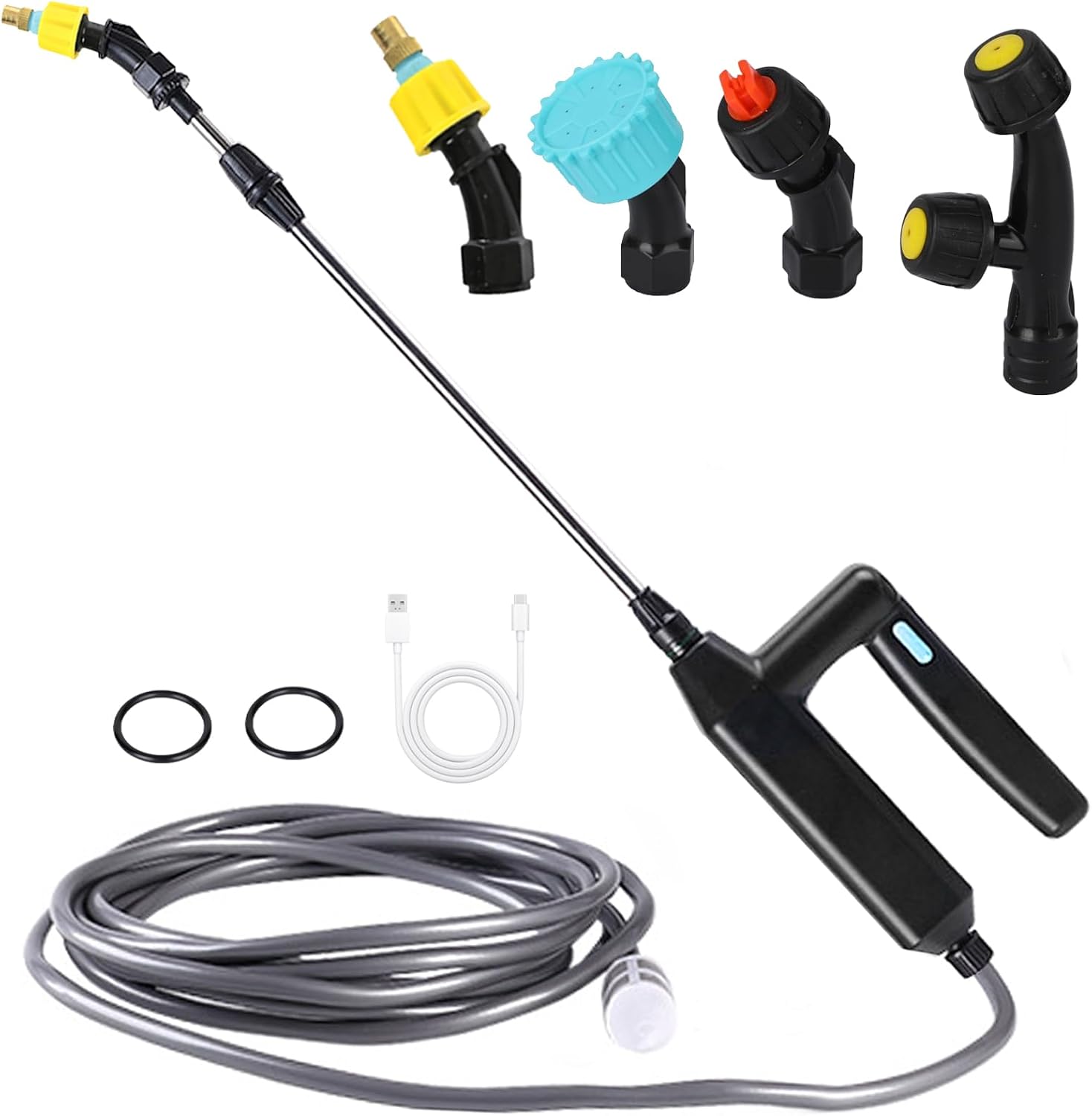 Battery Powered Sprayer, Electric Sprayer with 4 Nozzles and 16.4FT/5M ...