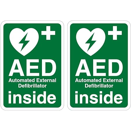 AED (automated External defibrillator) Inside Signs Pack of 2 Size ...