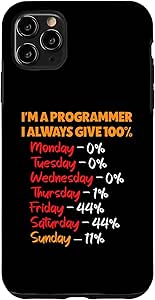 Amazon.com: iPhone 11 Pro Max Funny Programmer Give Always 100% | Coding Programming Case : Cell ...