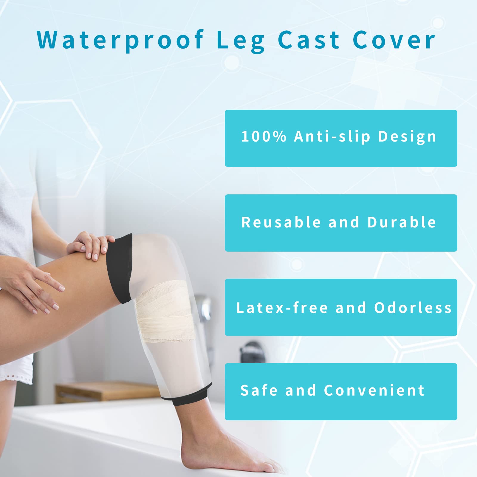 Snapklik.com : Waterproof Knee Cast Cover For Shower, Adult PICC Line ...