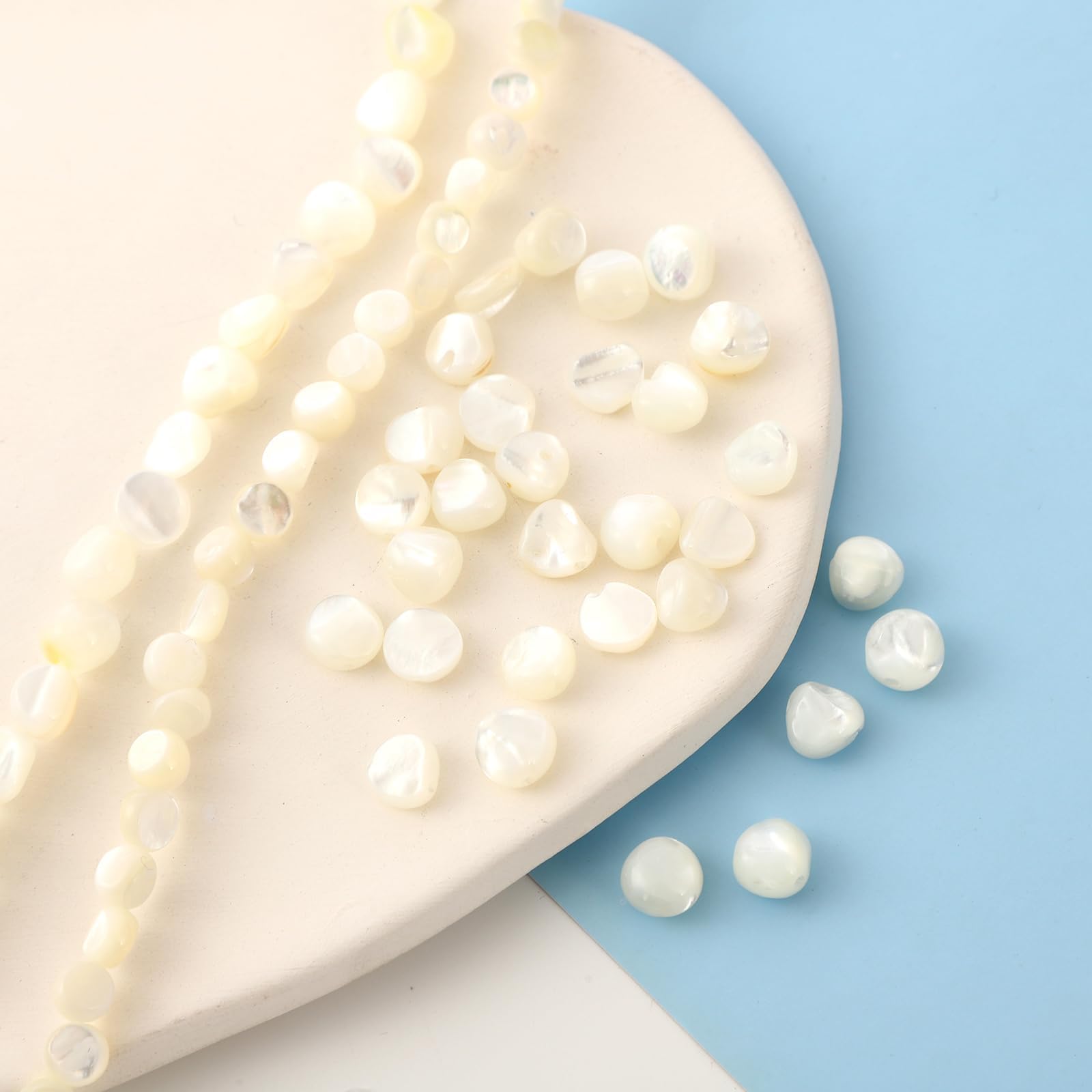 Amazon.com: 30 Pcs White Point Shell Beads for Jewelry Making,4mm Shell ...