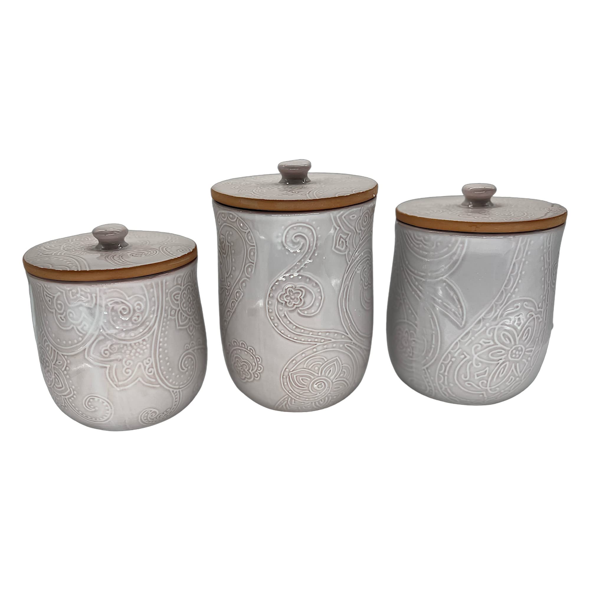 Amazon.com: Drew Derose Whitewash Paisley 8.5, 7, 5.5 Ceramic Kitchen ...