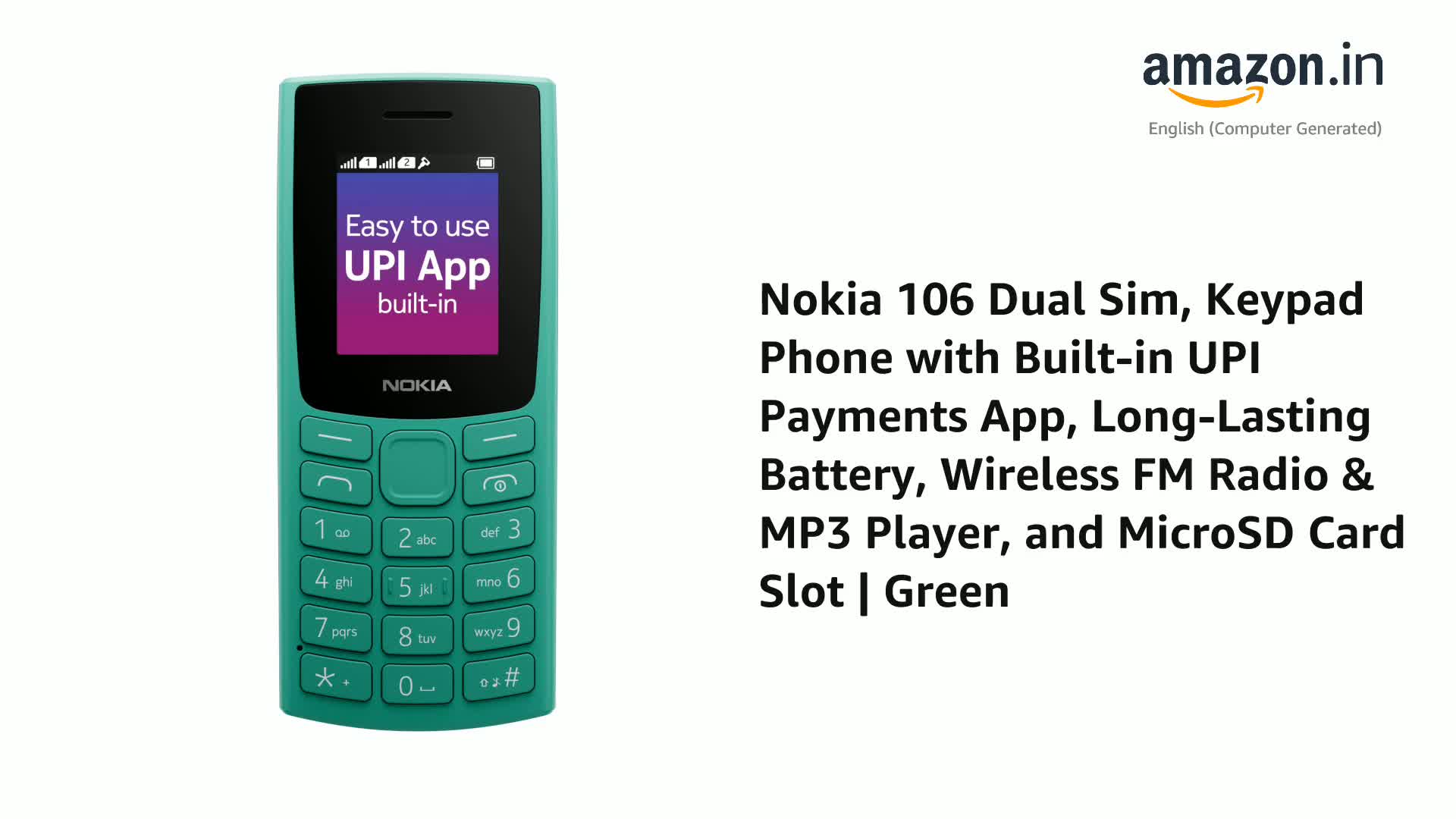 Watch Nokia 106 Dual Sim, Keypad Phone with Built-in UPI Payments App ...