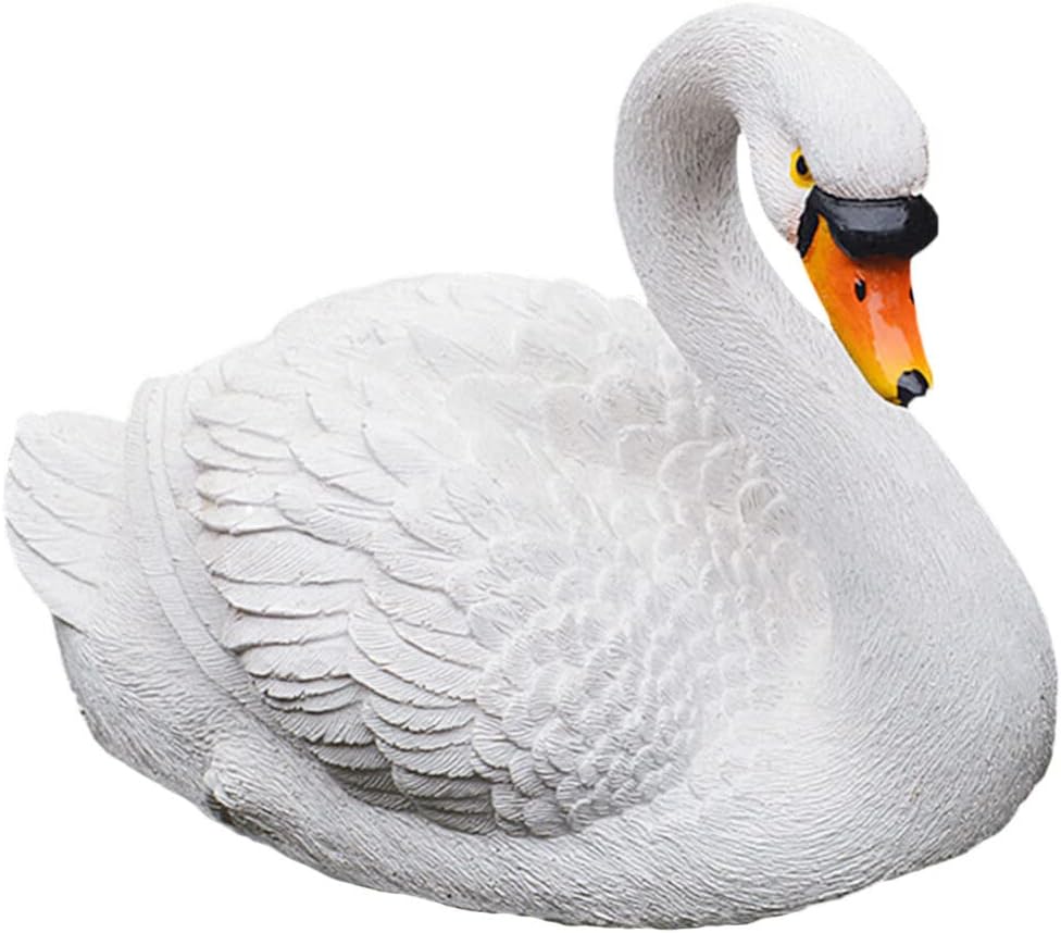 Amazon.com : Floating Swan Figurine Garden Pond Decor White Swan Statue ...