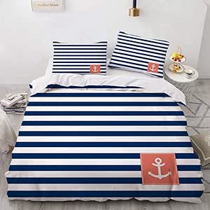 NEWAT Set di Biancheria da Letto Con Motivo Nautico Oceano Marino e ...