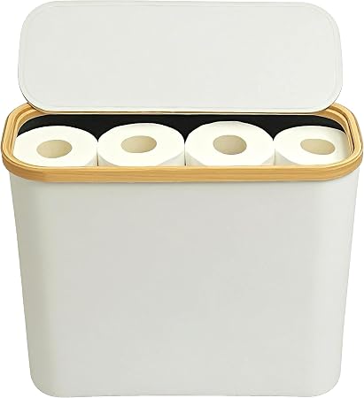 Bamboo Frame Tissue Storage bin, Toilet Paper Basket w/lid, Toilet ...