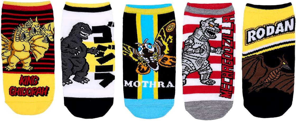 Amazon.com: Godzilla 5 Pair Pack Lowcut Socks - Fits Ladies Shoe Size 4 ...