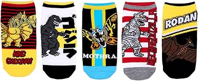 Godzilla 5 Pair Pack Lowcut Socks - Fits Ladies Shoe Size 4-10 (5 Pair ...