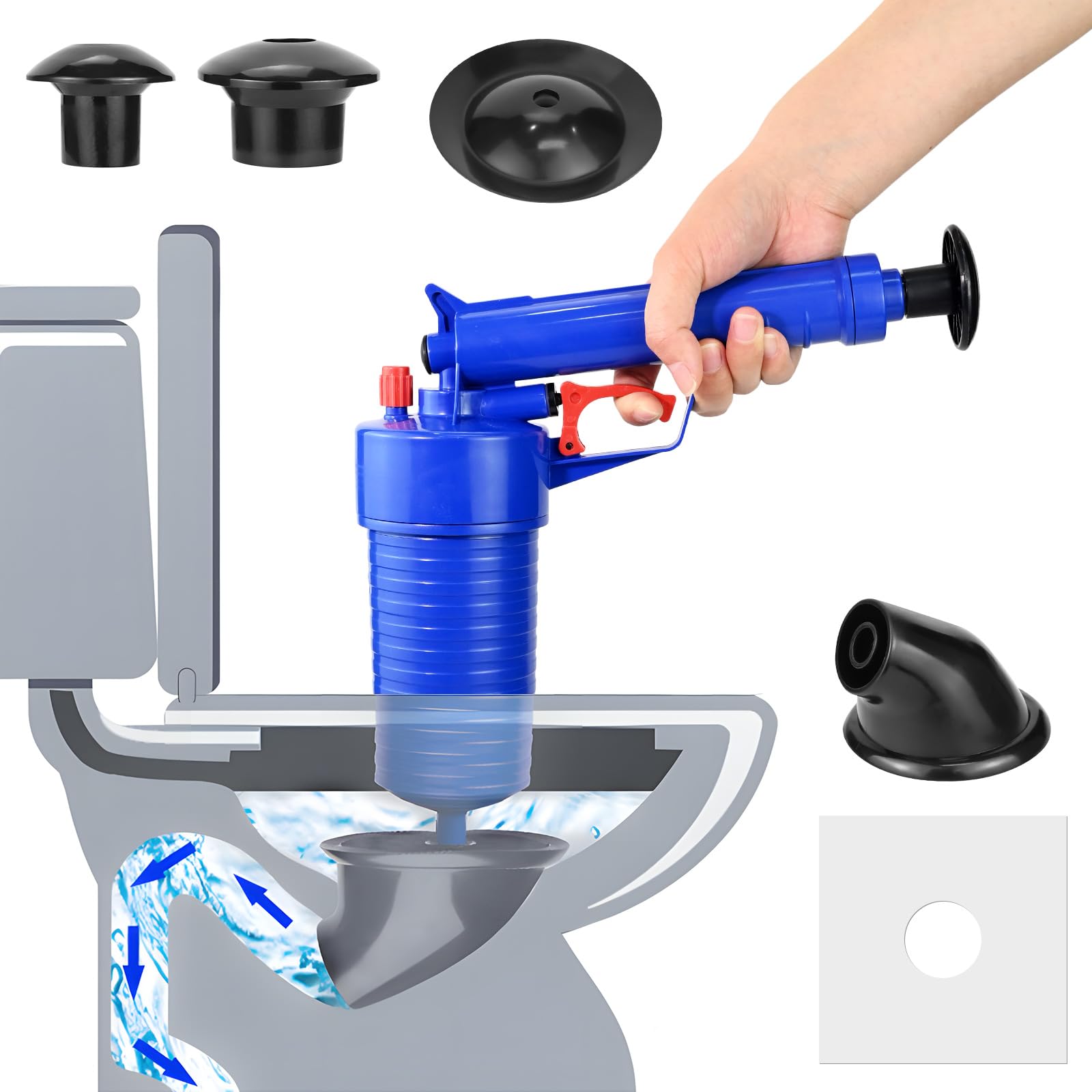 Sayudar High Pressure Toilet Plunger Kit, Drain Unblocker Sewer Dredge ...