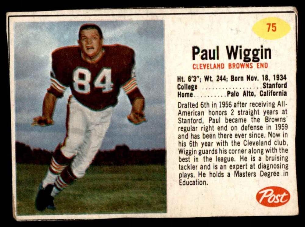 Amazon.com: 1962 Post Cereal # 75 Paul Wiggin Cleveland Browns-FB ...