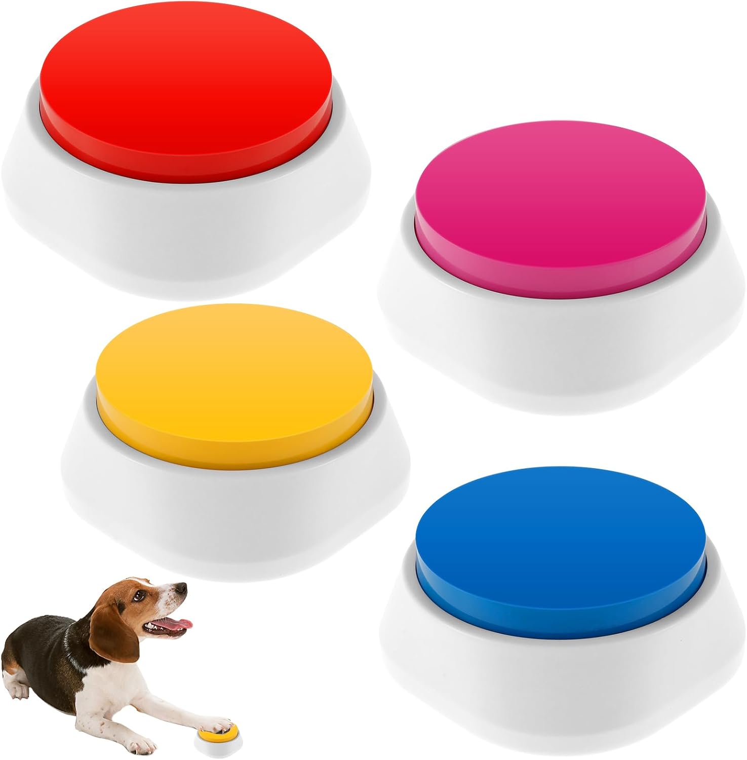 4 Pack Dog Talking Buttons, Dog Buttons Talk Training, Battery Powered Recordable Button, Fun ...