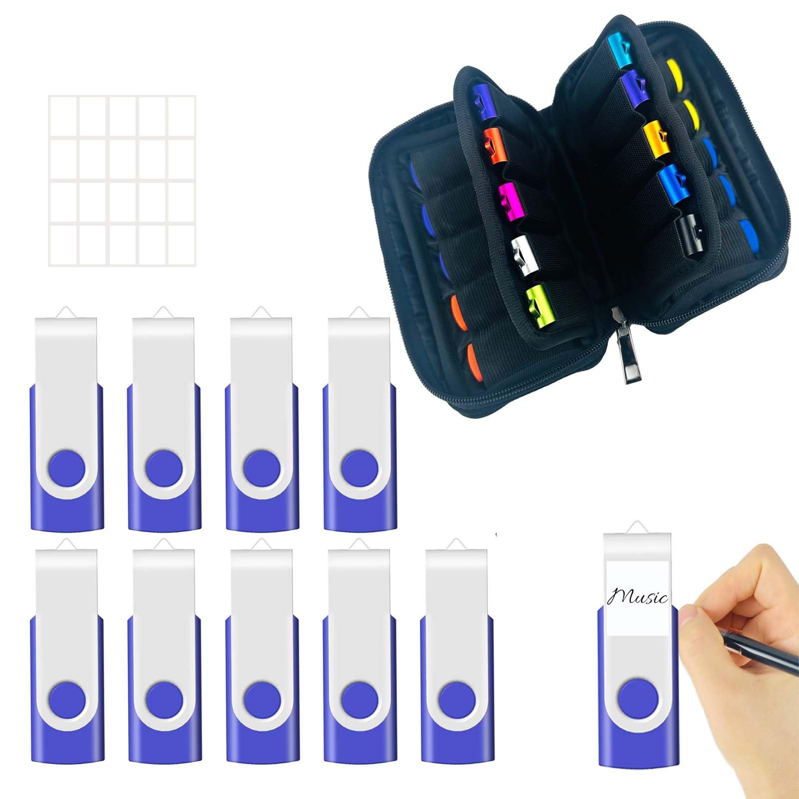 Amazon.com: Bundle of USB Case of 20 Slots and 10 Pack 16GB Blue USB ...