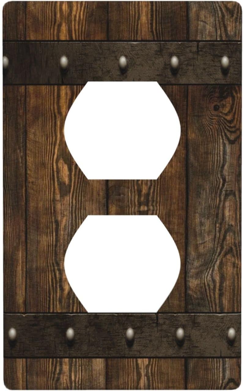 Rustic Farmhouse Wood Barn Door Print Power Outlet Covers Light Switch ...
