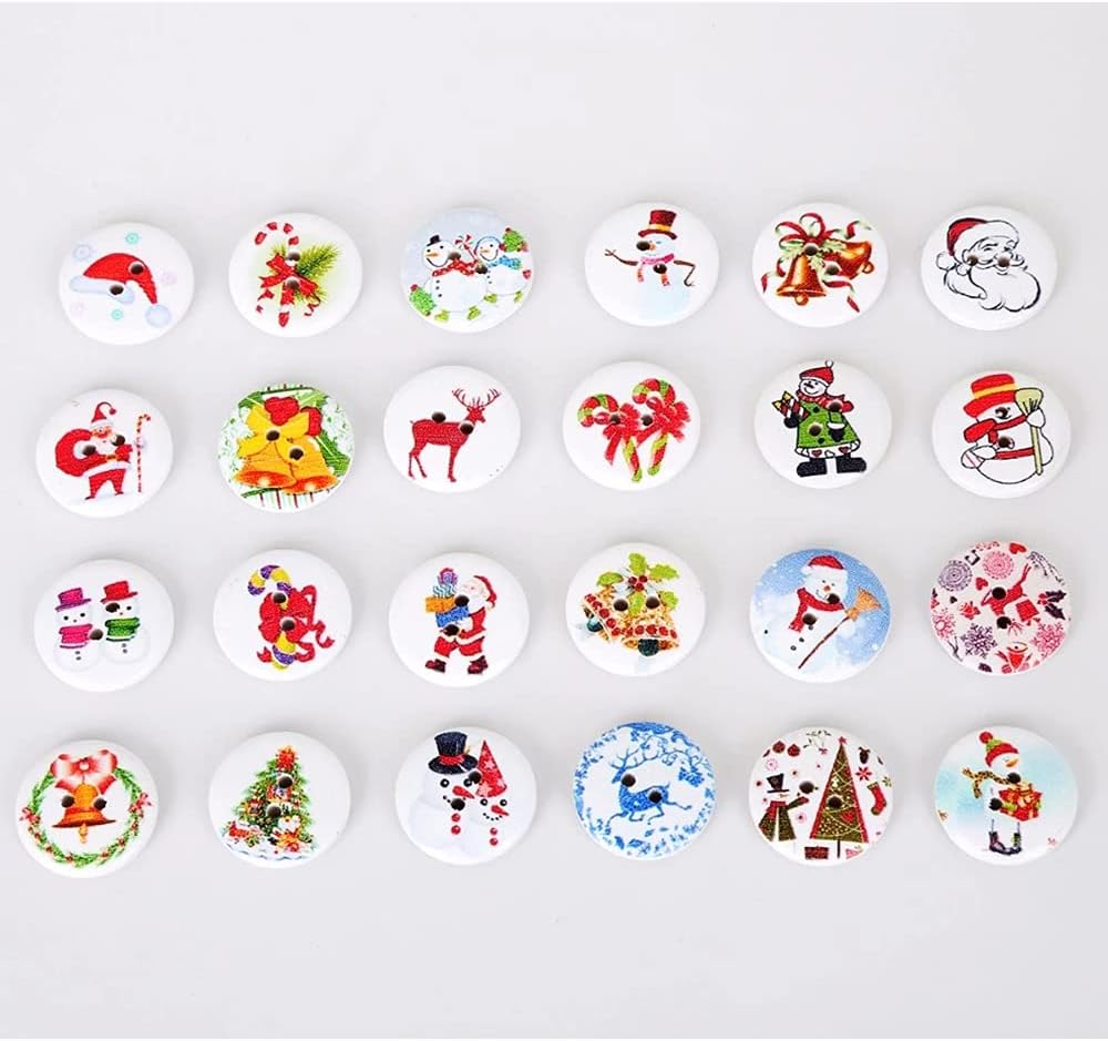 Amazon.com: 50 PCS Random Mixed 2 Holes Christmas Decorative Buttons ...