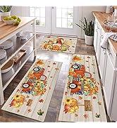 Amazon.com: Pauwer Pumpkin Kitchen Rugs Set of 2, Farmhouse Buffalo ...