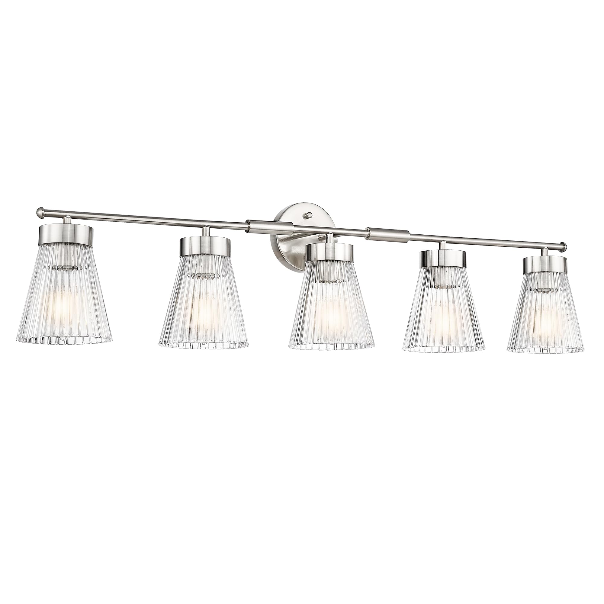 Brushed Nickel Bathroom Vanity Light, HWH 5-Light Bathroom Light ...