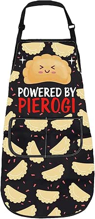 Amazon.com: Gzrlyf Powered By Pierogi Apron Polish Dumplings Apron ...