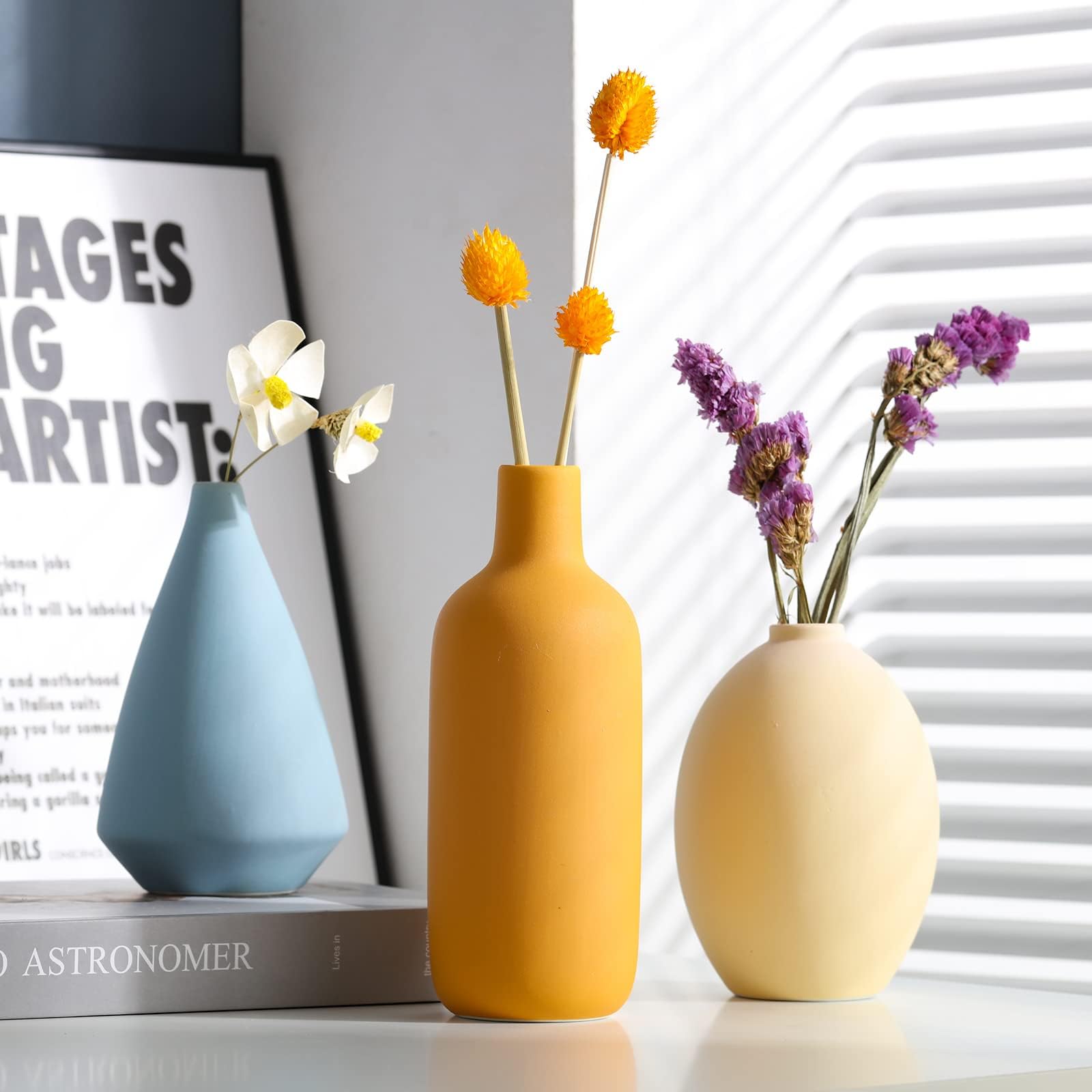 Amazon.com: Ceramic Bud vase, Small Flower Vases Set of 3, Modern ...