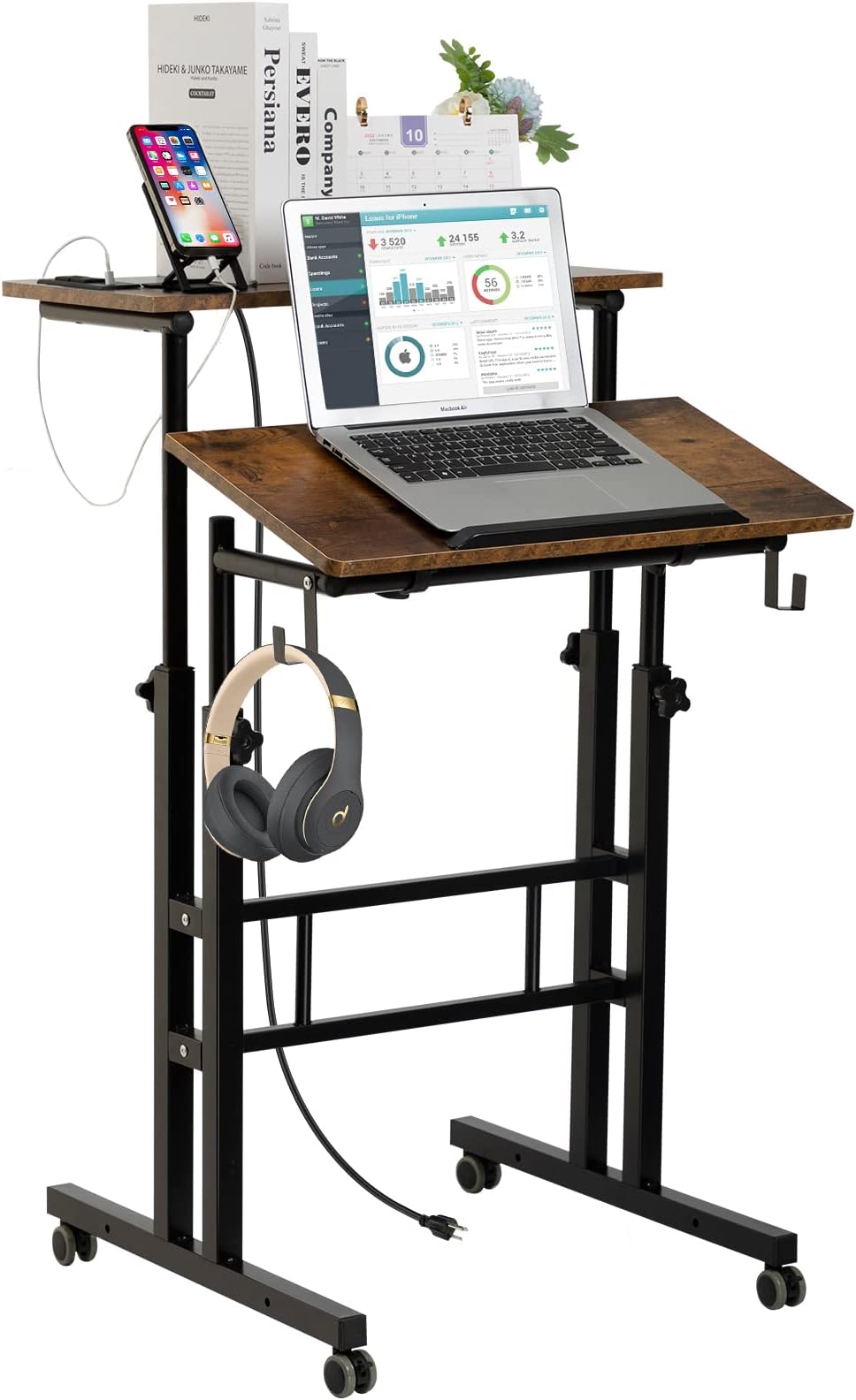 Amazon.com : Hadulcet Mobile Standing Desk with Charging Station ...