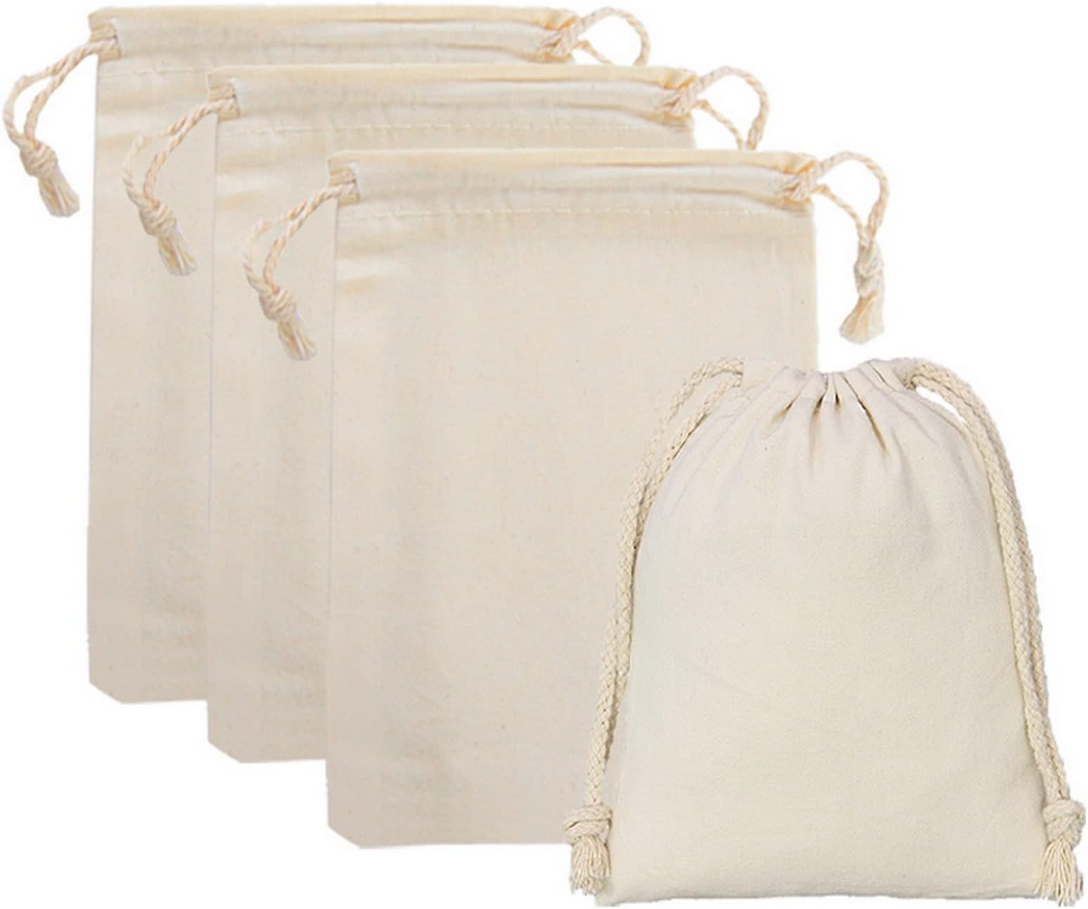 20Pcs Cotton Drawstring Pouch, 4" x 6" Reusable Canvas Bags Vintage ...