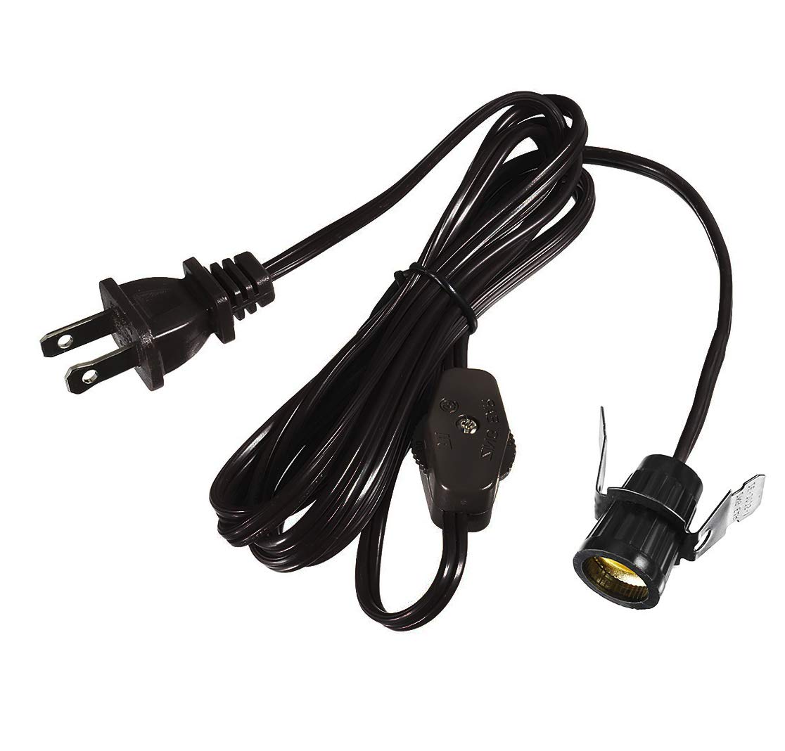 YXQ E12 Lamp Cord 6 Ft with Snap-in Clip Candelabra-Base Socket Switch ...