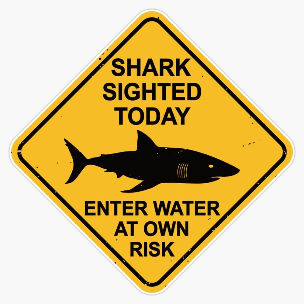 Amazon.com: Shark Sighted Warning Sign - Enter Water At Own Risk ...
