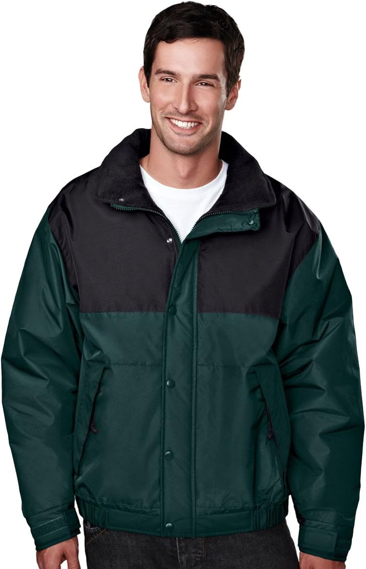 Tri Mountain Men's Colorblock nylon jacket with fleece lining, FOREST ...
