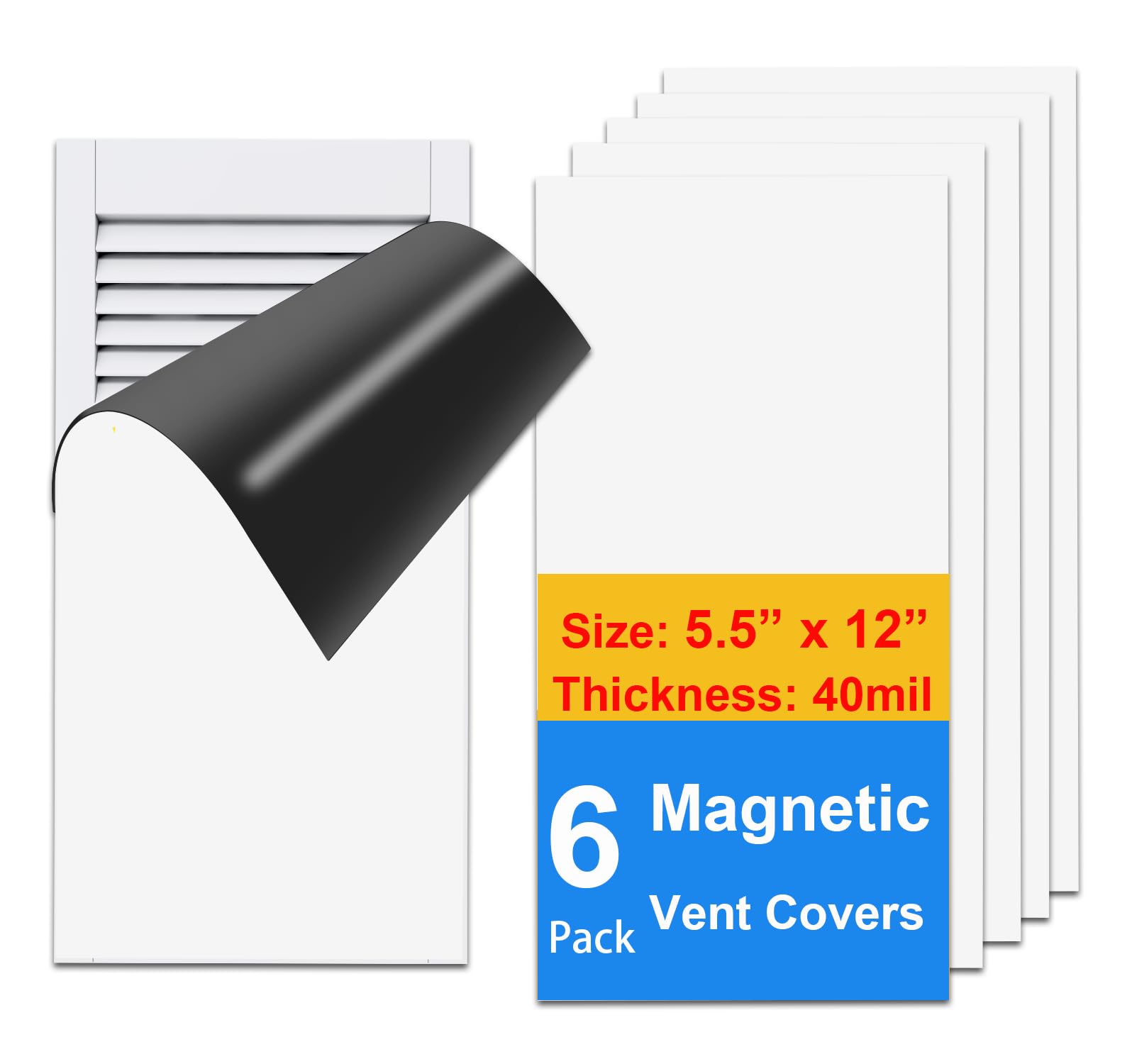 JINGZHAN 6 Pack Magnet Vent Covers,5.5X12 Inch Strong Air Vent Cover ...
