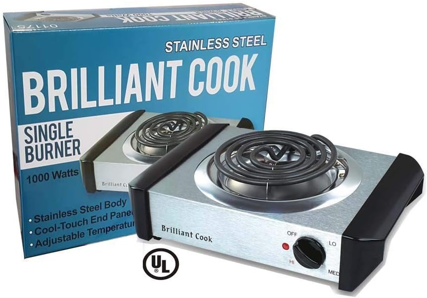 Amazon.com: Stainless Steel Single Burner Electric Hot Plate Black ...