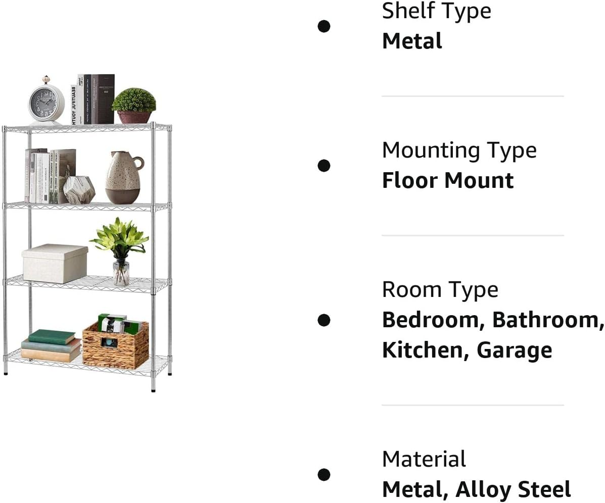 Estantería metálica 4 estantes de alambre de acero resistente ...