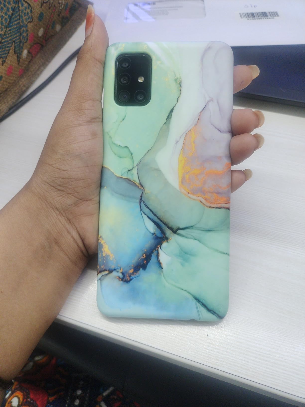 COLORflow Polycarbonate Samsung A51 Back Cover | Green Marble ...