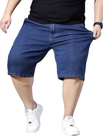 Djeanxa Plus Size Baggy Jorts for Men Elastic Waisted Summer Denim ...