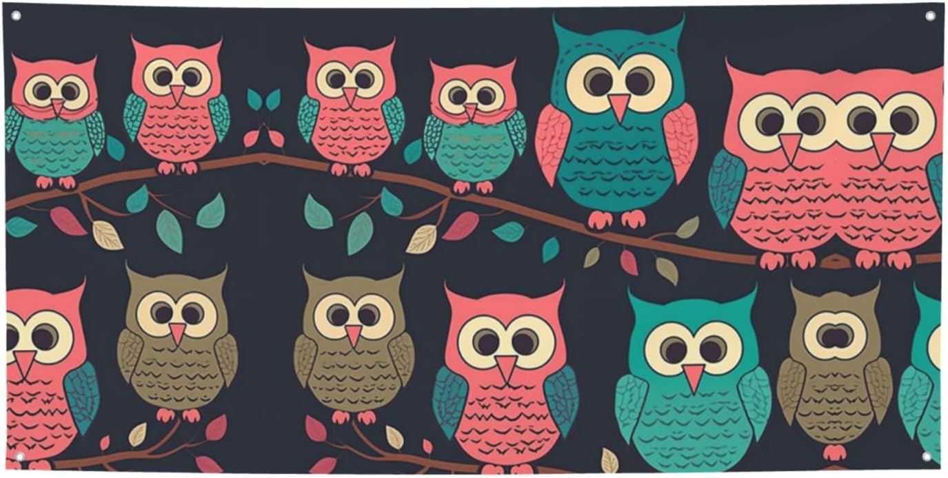 Amazon.com: Cute Owls Banner Holiday Backdrop for Outdoor Happy ...