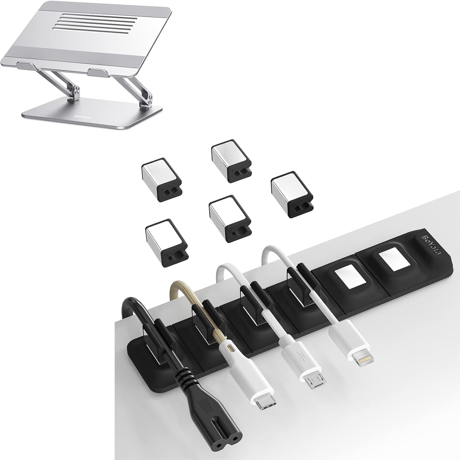 Amazon.com: BoYata Magnetic Cable Organizer, Adjustable Laptop Riser ...