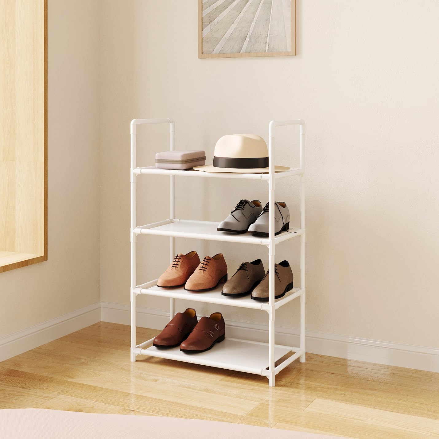 Amazon.com: COAPUKT 4-Tier Small Shoe Rack, Narrow Kids Shoe Rack ...