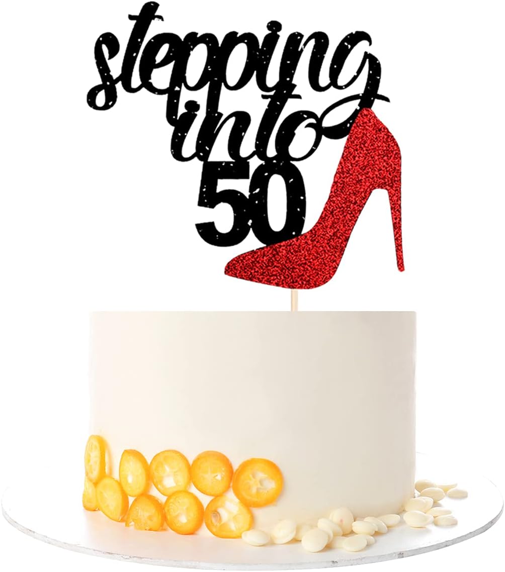 Stepping Into 50th Birthday Cake Topper - ,Cheers 50 years old Birthday ...