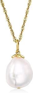 Amazon.com: Ross-Simons 12-14mm Cultured Baroque Pearl Pendant Necklace in 18kt Gold Over ...