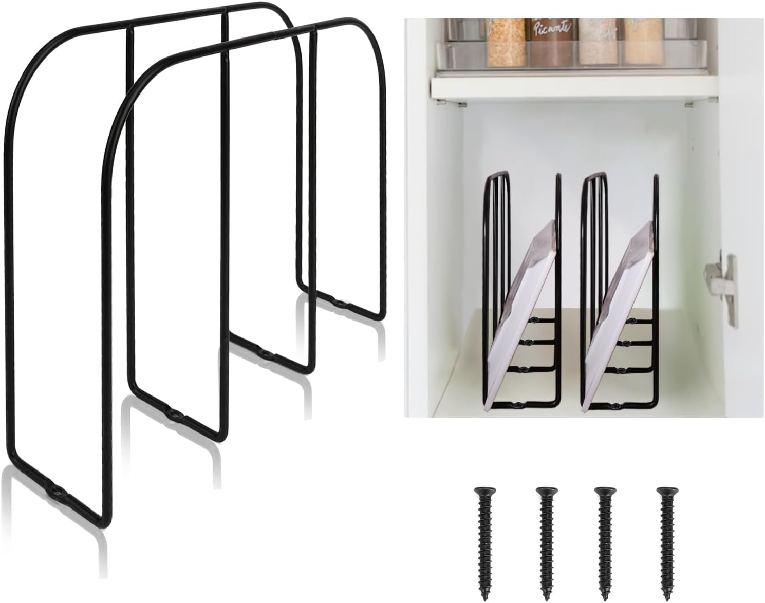 Amazon.com - 4 Pack Base Cabinet Tray Dividers 12x9 Inches Black Metal ...